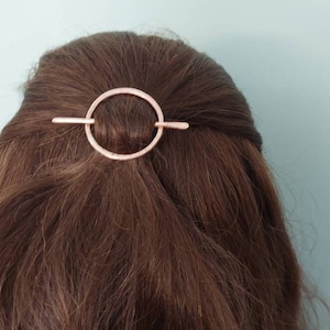 Minimalist Hair Accessories, Hammered Copper, Gold Brass, Nickel Silver Hair Clip, Metal Round ...