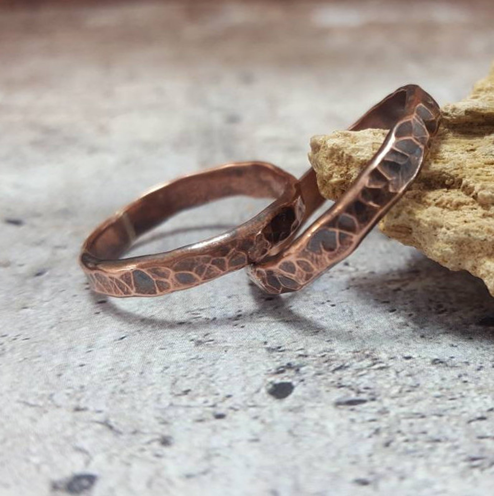Hand Forged Rustic Copper Ring, Hammered Band, 7th Anniversary Gift - Etsy