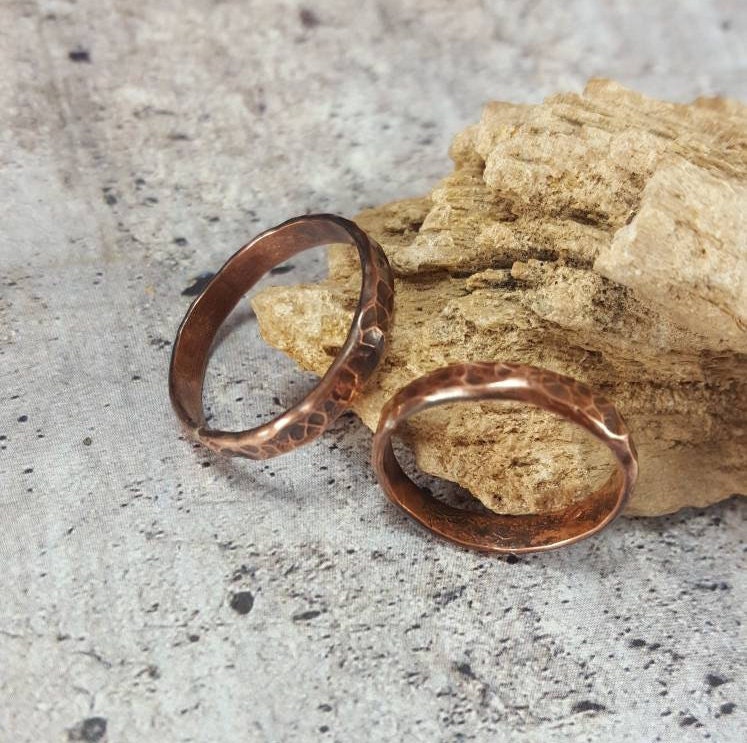 Hand Forged Rustic Copper Ring, Hammered Band, 7th Anniversary Gift - Etsy