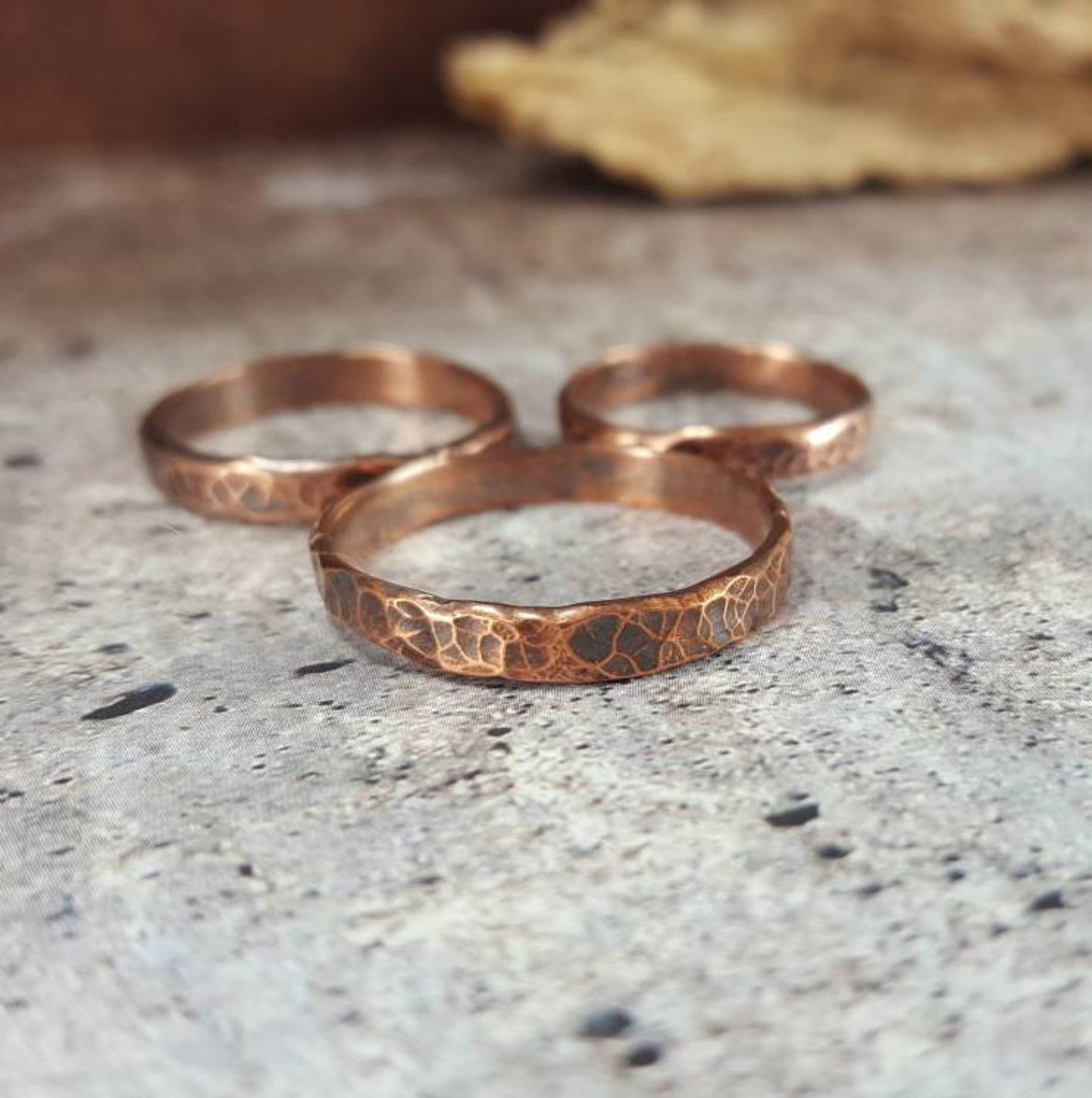 Rustic Copper Ring Hammered Copper Band Ring Rugged Ring for | Etsy
