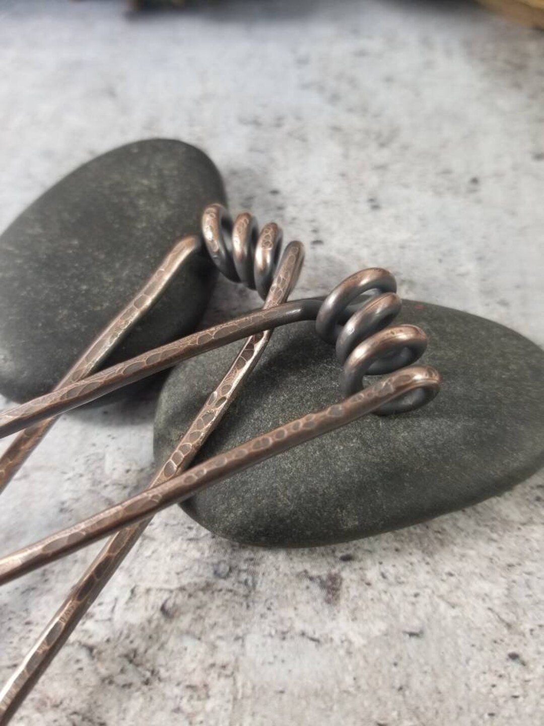 Metal French Hair Pins, Set of 2 Copper Springs Bun Pins, Messy Bun ...