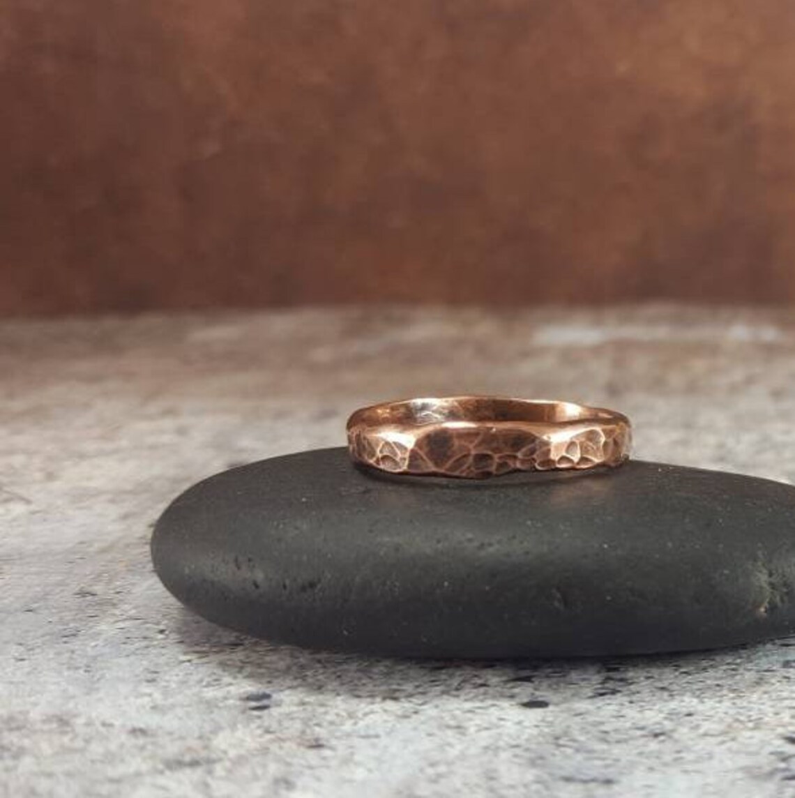 Rustic Copper Ring Hammered Copper Band Ring Rugged Ring for | Etsy
