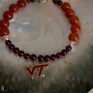 Virginia Tech Hokie Natural Carnelian and Garnet Sterling Silver Spirit ...