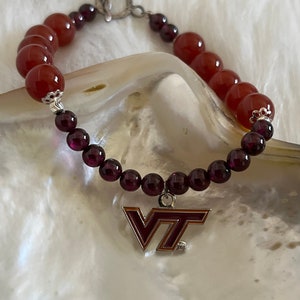 Virginia Tech Hokie Natural Carnelian and Garnet Sterling Silver Spirit ...