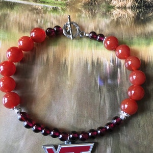 Virginia Tech Hokie Natural Carnelian and Garnet Sterling Silver Spirit ...