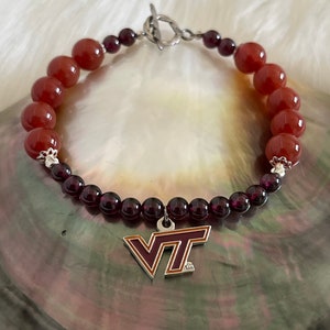 Virginia Tech Hokie Natural Carnelian and Garnet Sterling Silver Spirit ...