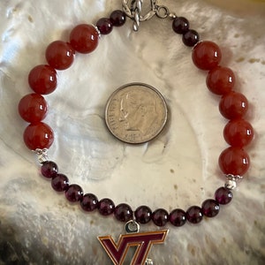 Virginia Tech Hokie Natural Carnelian and Garnet Sterling Silver Spirit ...