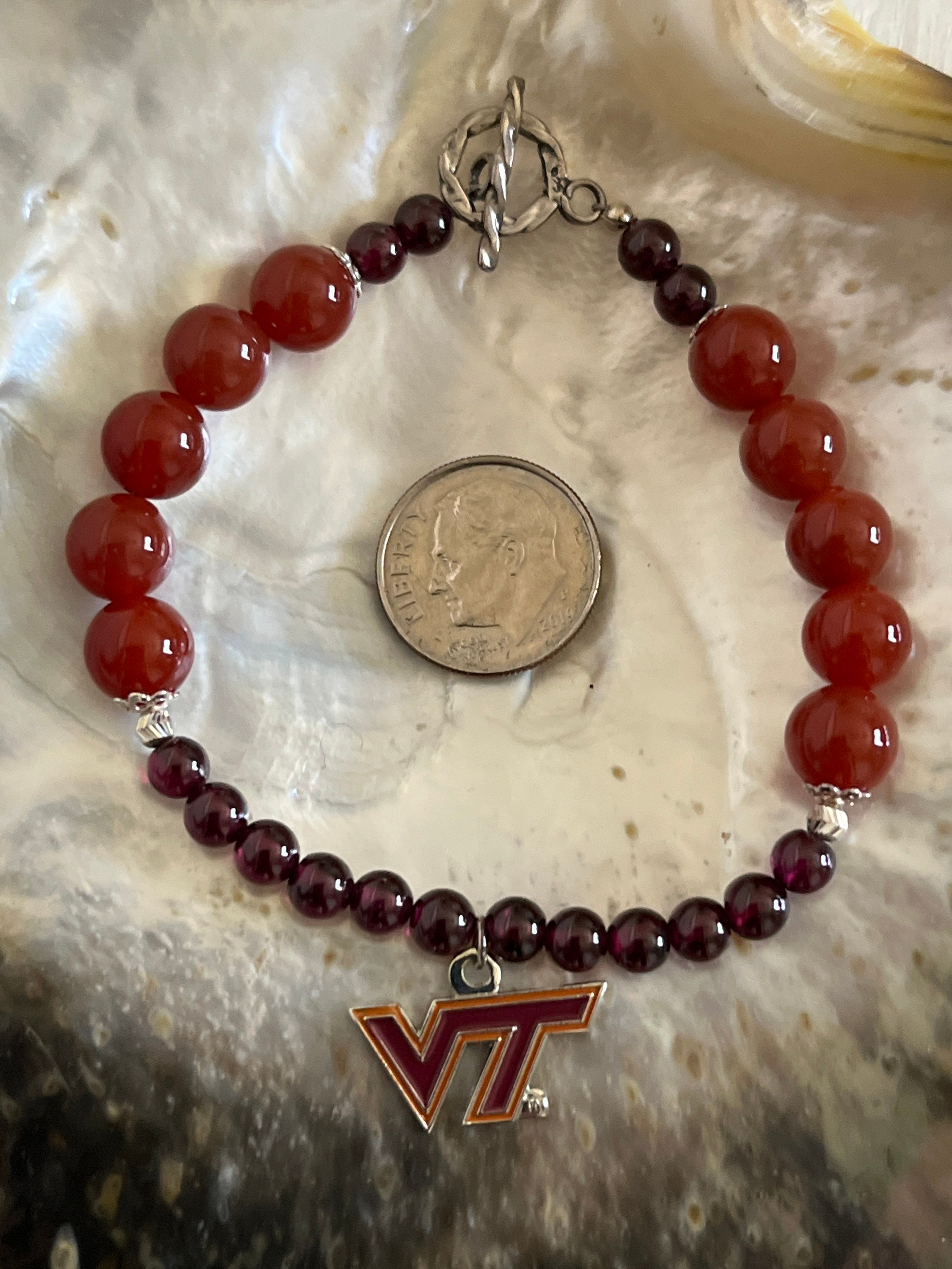 Virginia Tech Hokie Natural Carnelian and Garnet Sterling Silver Spirit ...