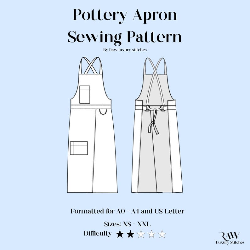 Pottery Apron Sewing Pattern PDF | Cross Back Apron Pattern | Diy ...