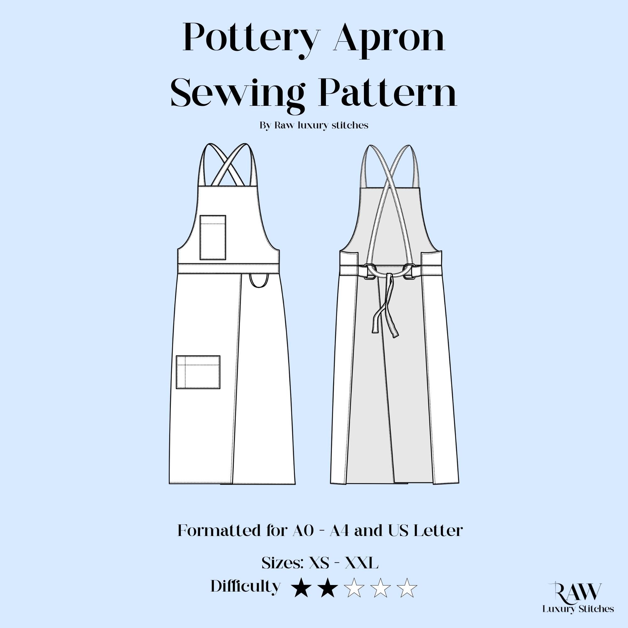 Pottery Apron Sewing Pattern PDF | Cross Back Apron Pattern | Diy ...