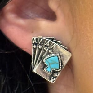 Western Ace Card Turquoise Earring Set - Etsy