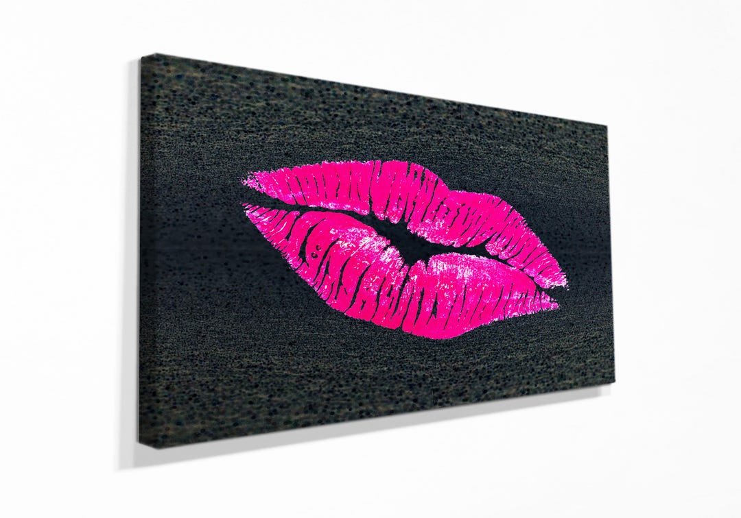 Pink Lip Poster Wall Art - Pink Lips Modern Art Canvas Print Wall Decor ...