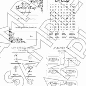 Mother's Day Coloring and Activity Pages - Etsy