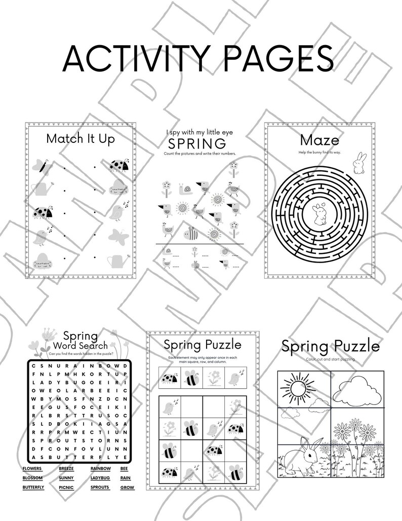 Spring Coloring and Activity Pages - Etsy