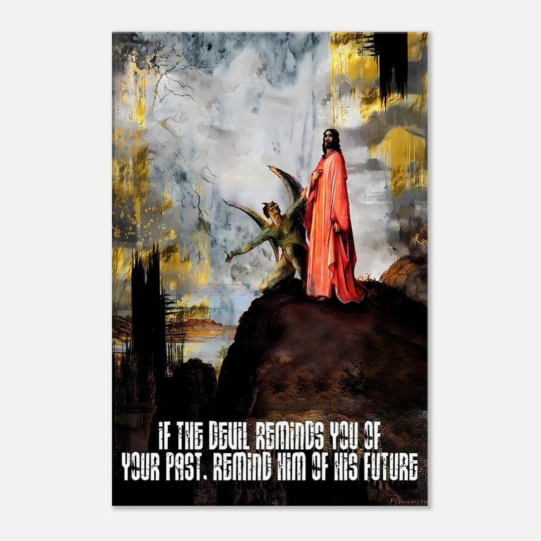 Christ Defeating Satan Wall Art / Christian Home Decor / Christianity ...