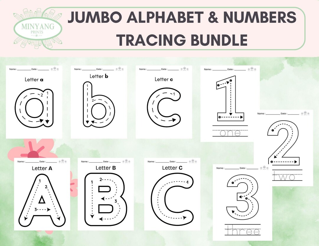 Jumbo Alphabet and Number Tracing Worksheets | A-Z and 0–20 Printable ...