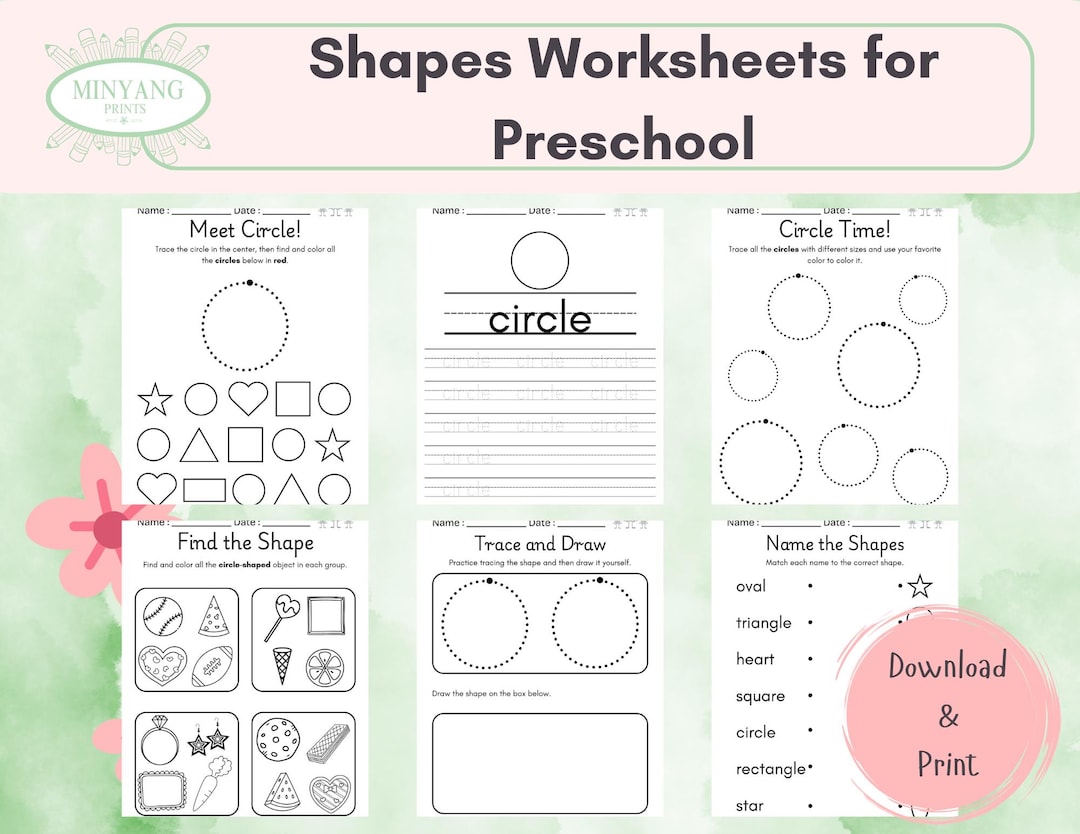 50 Pages Preschool Shapes Worksheets - Printable Learning Activities ...