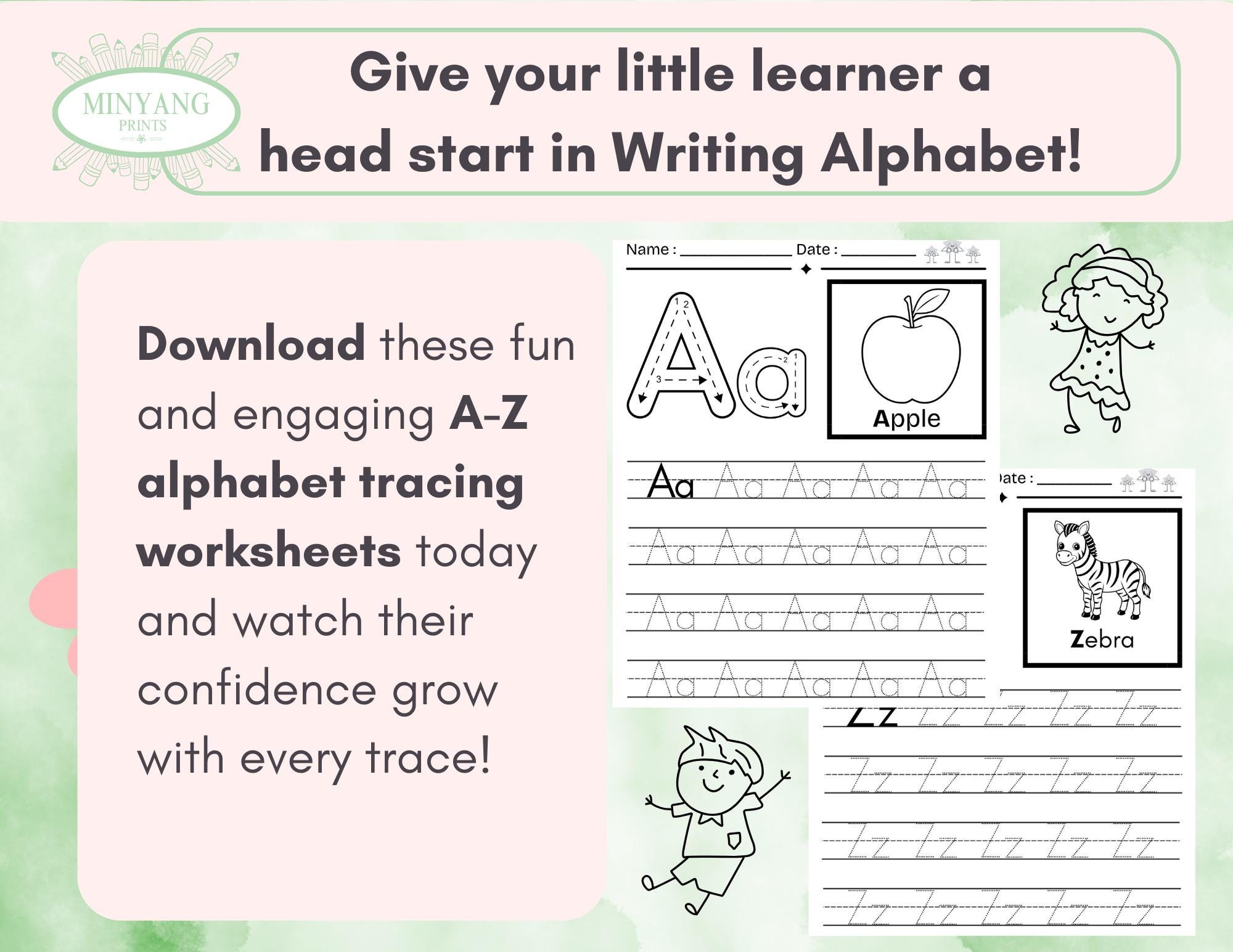 A-Z Letter Tracing Worksheets for Kids | Printable Alphabet Practice ...