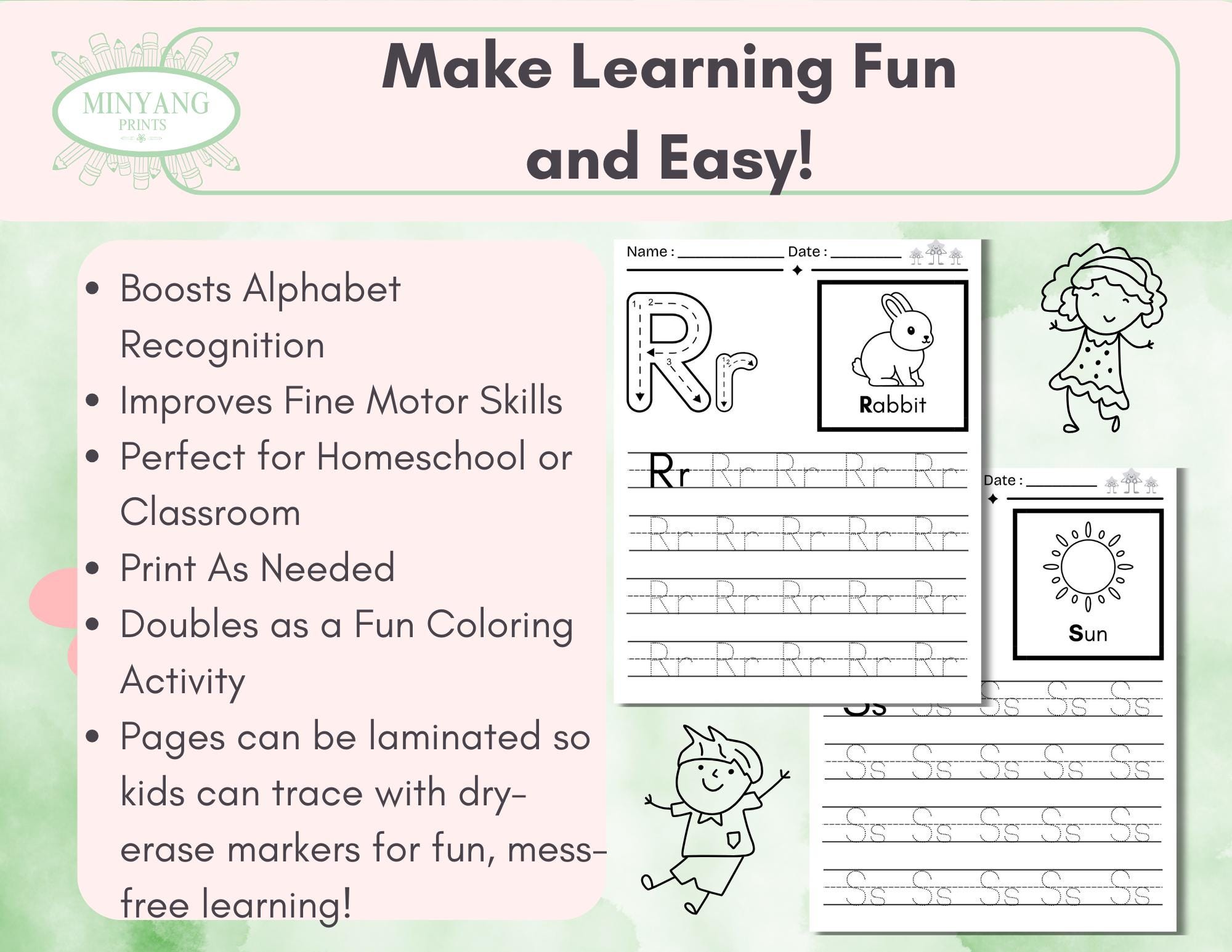 A-Z Letter Tracing Worksheets for Kids | Printable Alphabet Practice ...