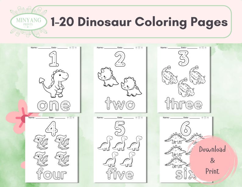 1–20 Dinosaur Coloring Pages | Printable Dinosaur Activity for Kids ...