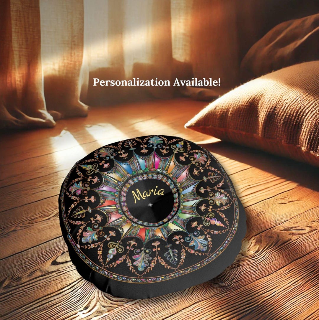 Personalized Mandala Floor Pillow: Tufted Meditation Cushion, Boho ...