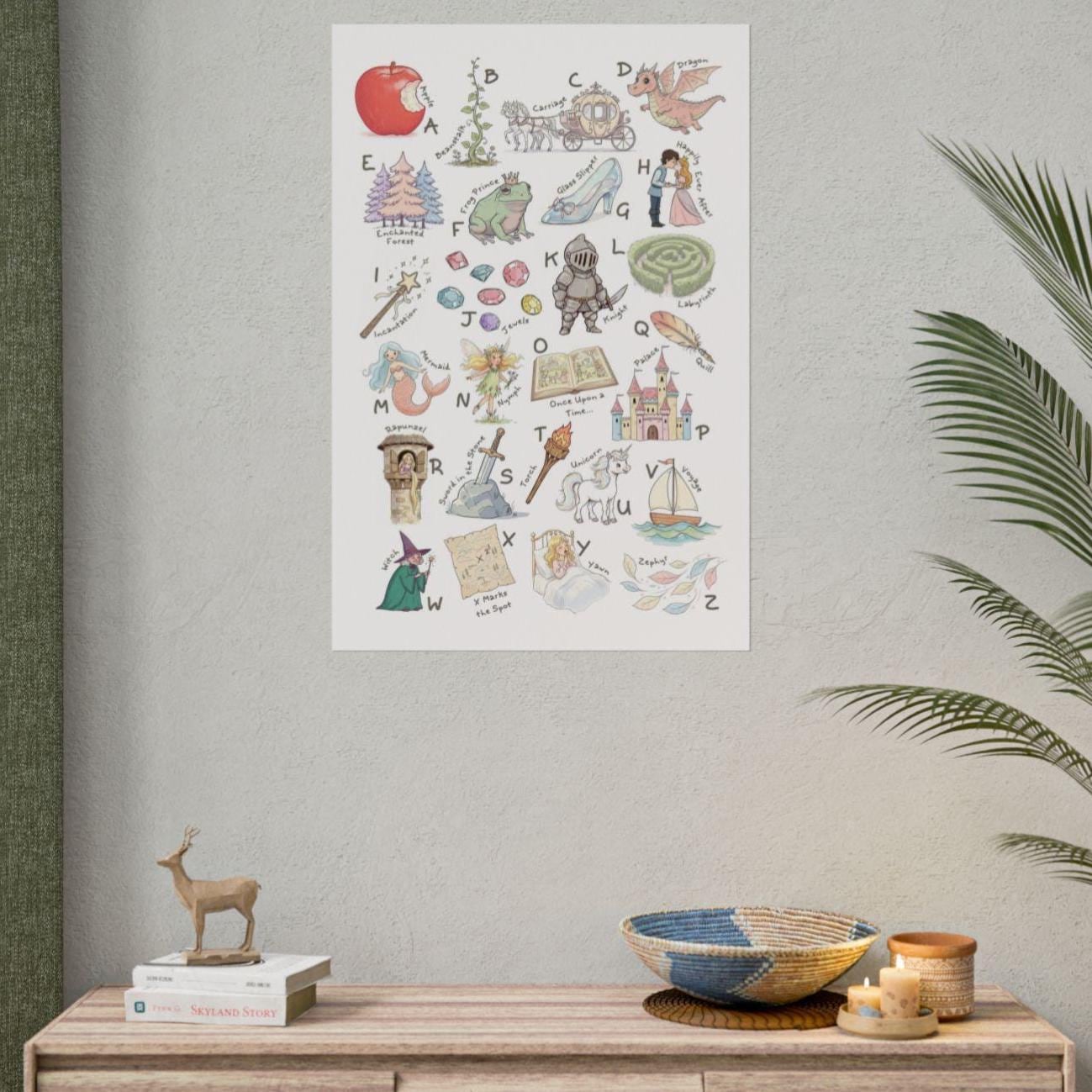 Fairytale Alphabet Print, Storybook ABC Nursery Wall Art, Baby Girl Boy ...