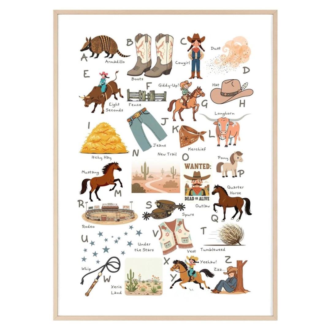 Cowgirl Alphabet Print, Western Nursery Art (digital Download) - Etsy
