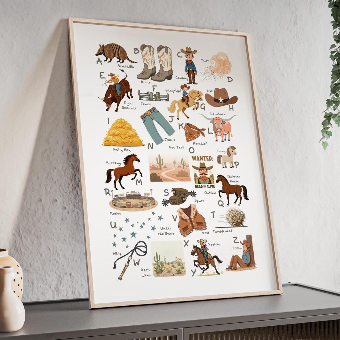 Cowboy Alphabet Digital Download, Baby Boy Western ABC Print, Nursery ...