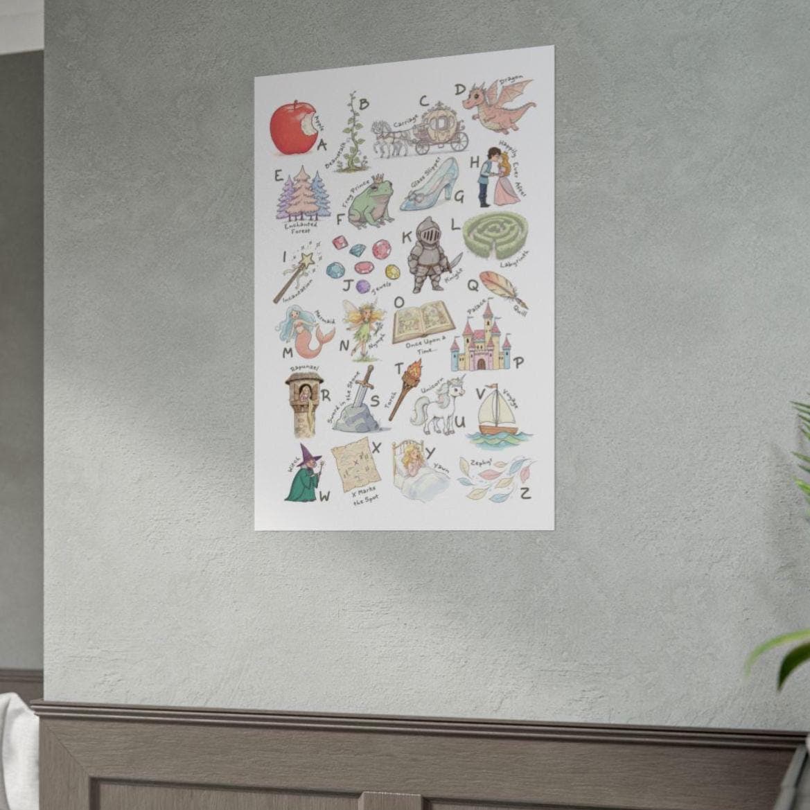 Fairytale Alphabet Print, Storybook ABC Nursery Wall Art, Baby Girl Boy ...