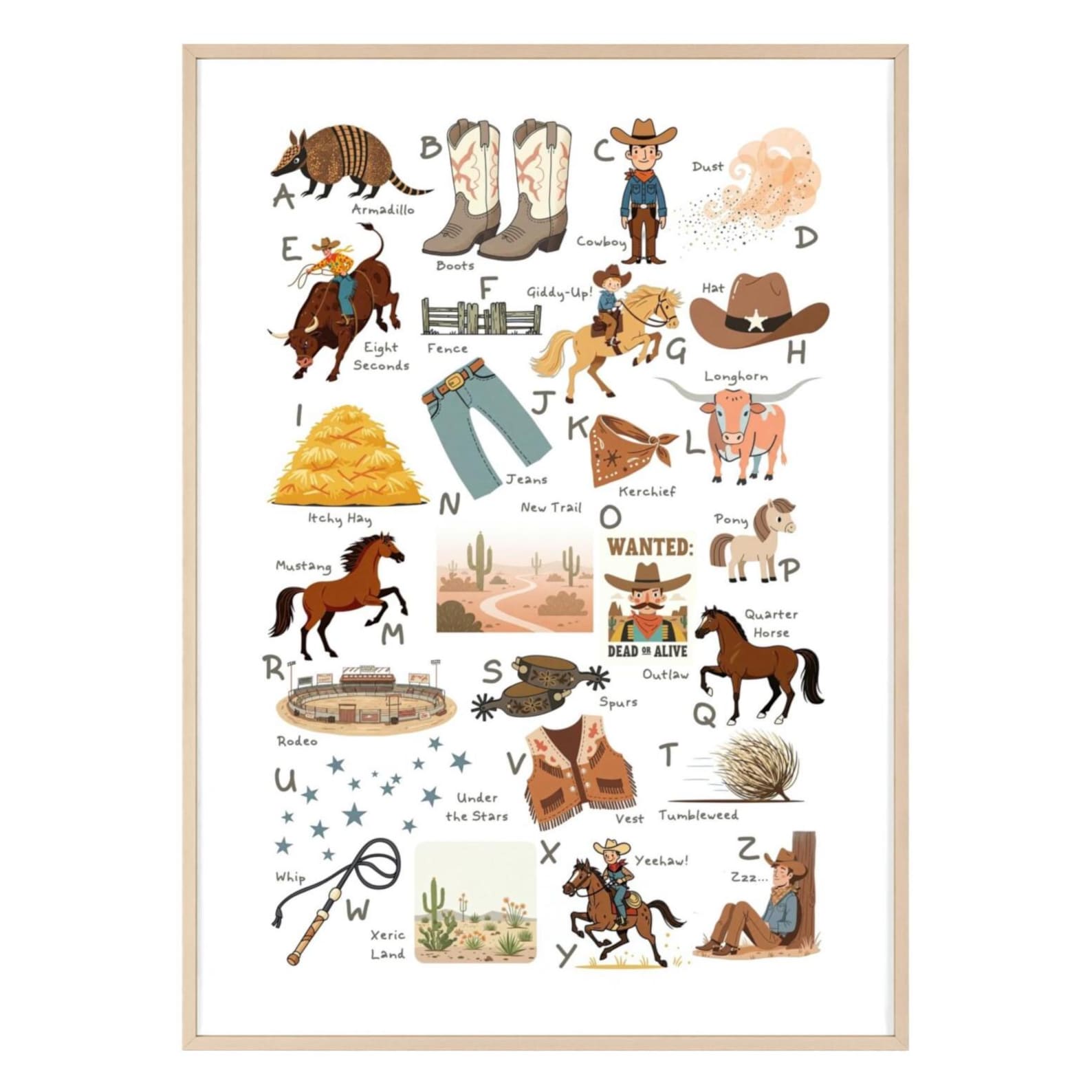 Cowboy Alphabet Digital Download, Baby Boy Western ABC Print, Nursery ...