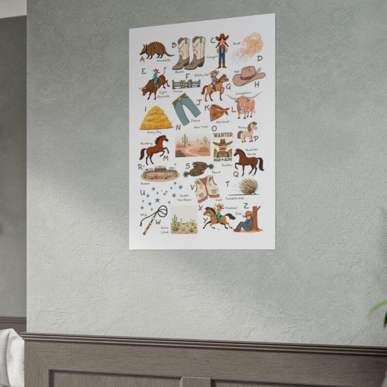 Cowgirl Alphabet Print, Country Western Theme Baby Girl Nursery ABC ...