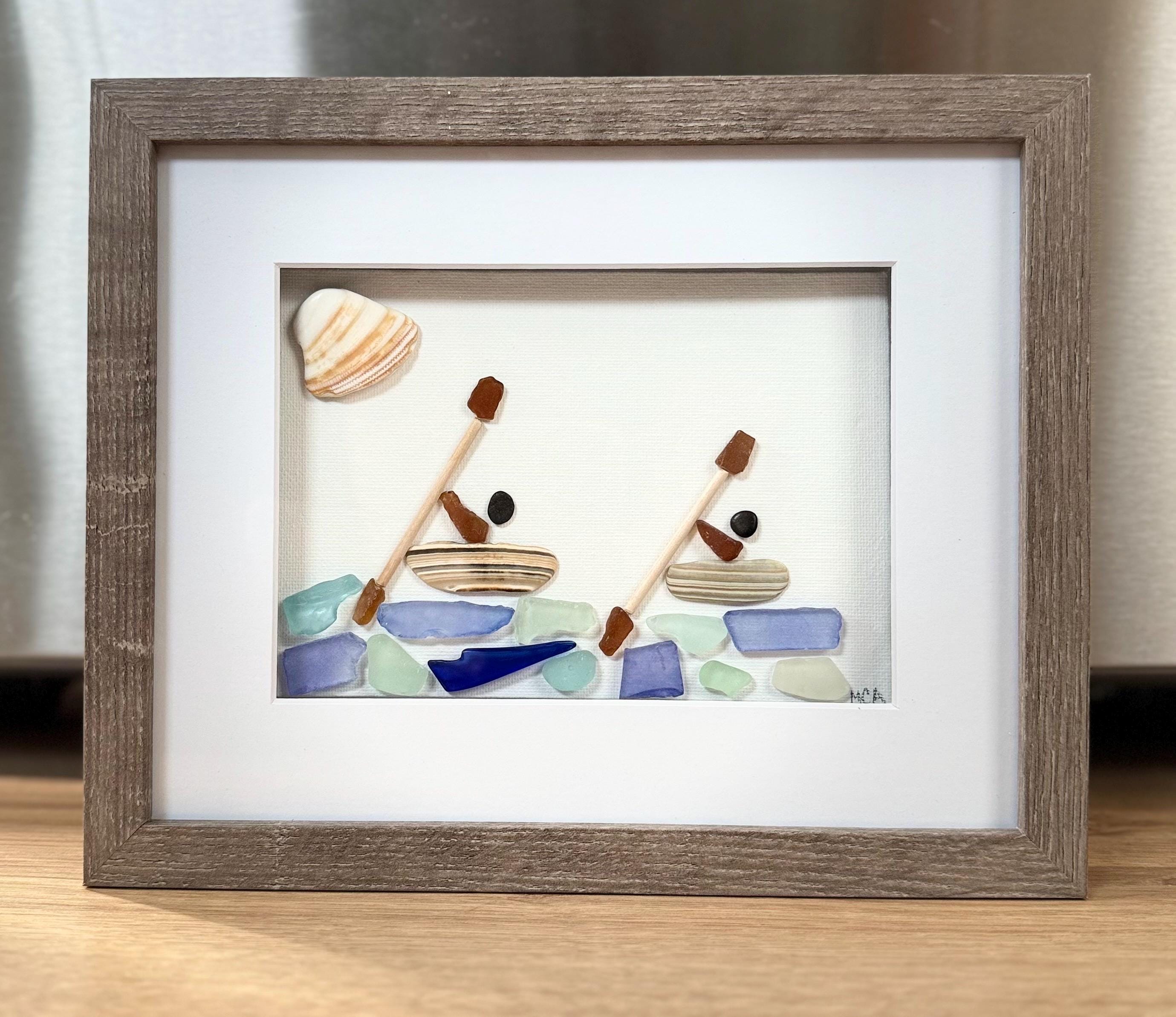 Kayaking Pebble Art With Sea Glass “explore the Shore” - Etsy