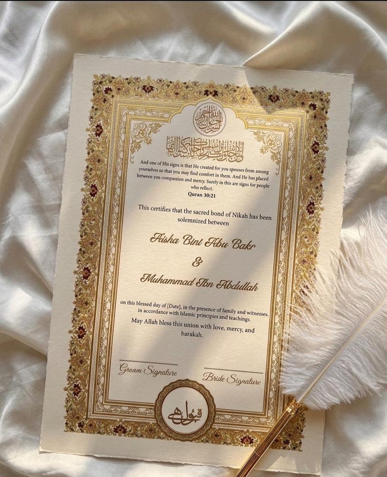 Editable Nikkah Certificate, Islamic Wedding Contract, Canva Template ...