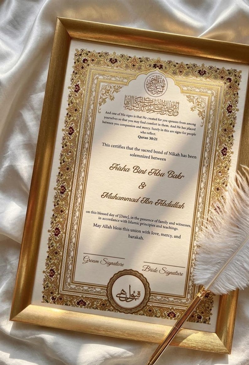 Editable Nikkah Certificate, Islamic Wedding Contract, Canva Template ...