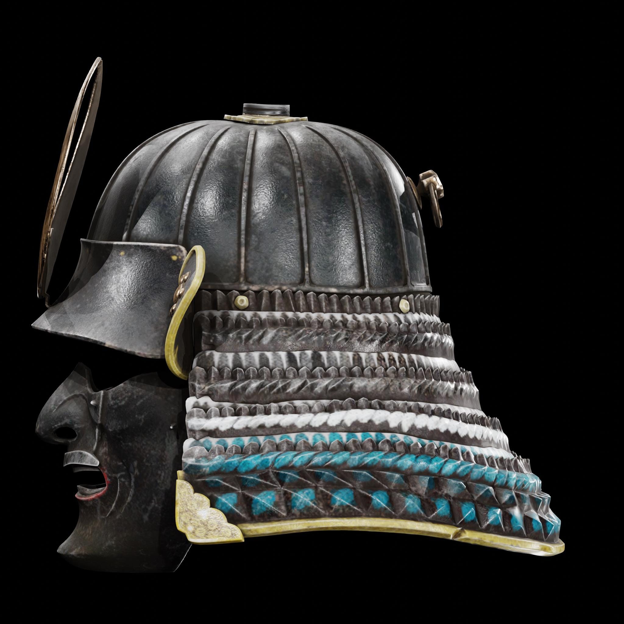 GHOST of TSUSHIMA MEMPO & Samurai Helmet Set – Jin Sakai Fan Model 3D ...