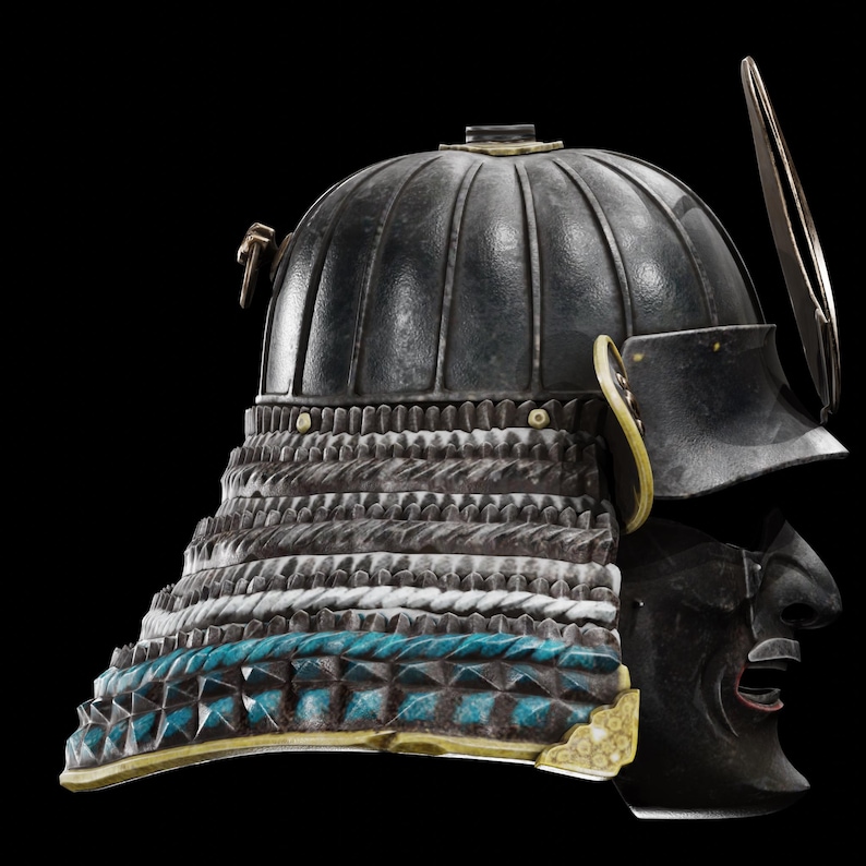 GHOST of TSUSHIMA MEMPO & Samurai Helmet Set – Jin Sakai Fan Model 3D ...