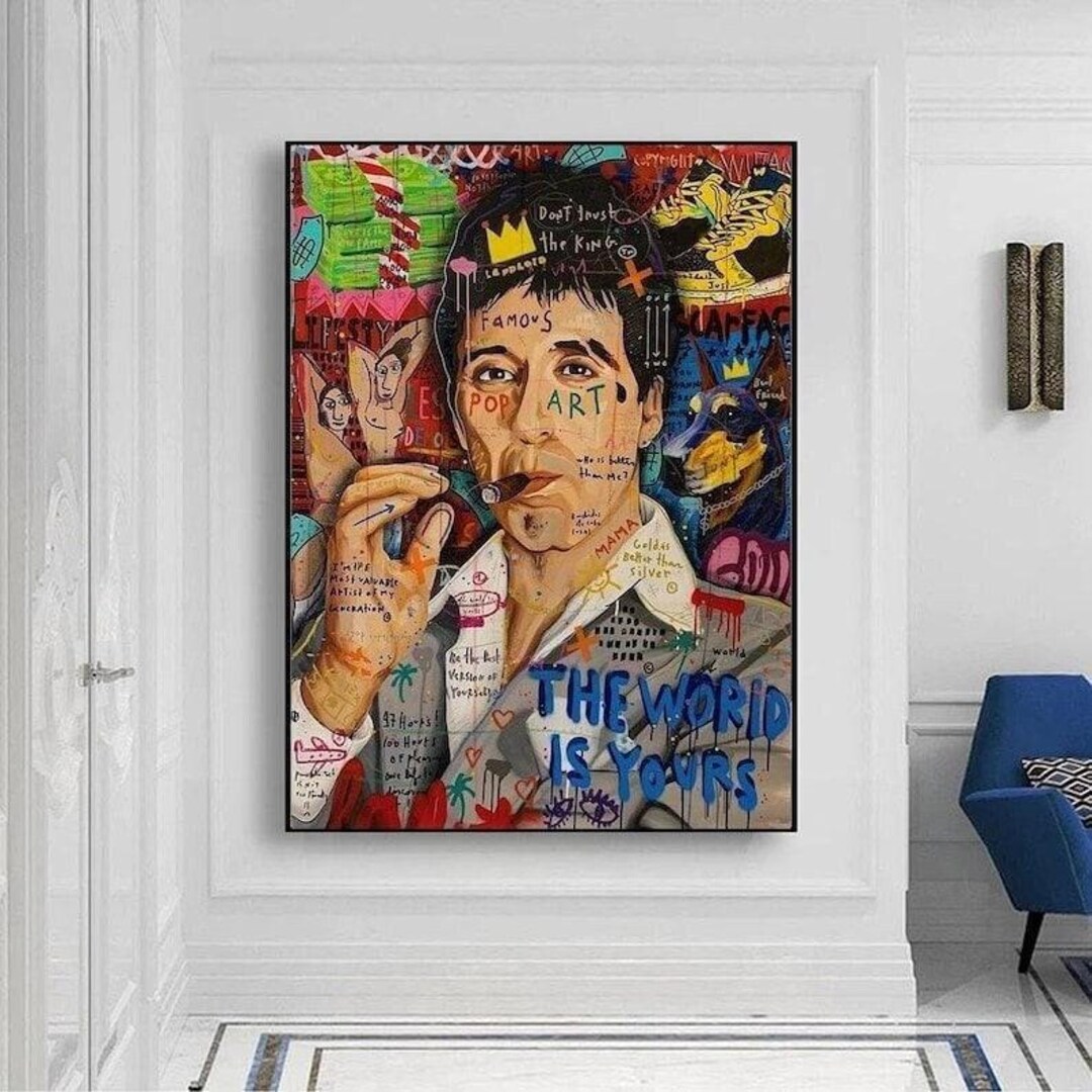 Scarface Graffiti Pop Art Canvas Print Tony Montana Smoking Modern ...