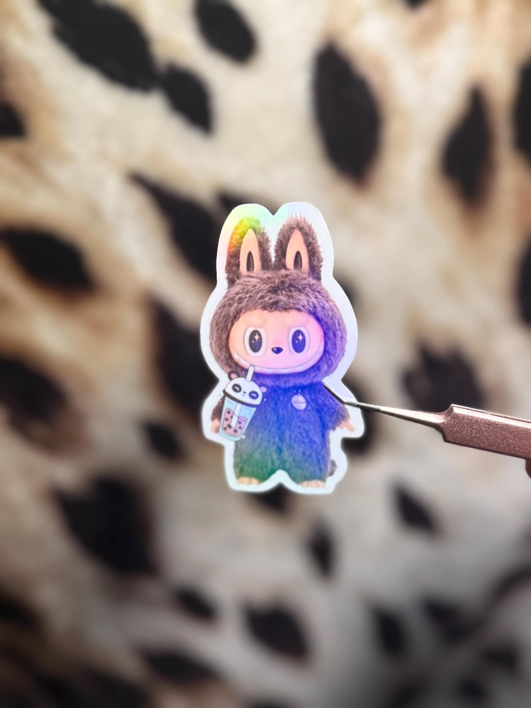 Brown Labubu Boba Sticker – Cute Monster Drinking Bubble Tea – Kawaii ...