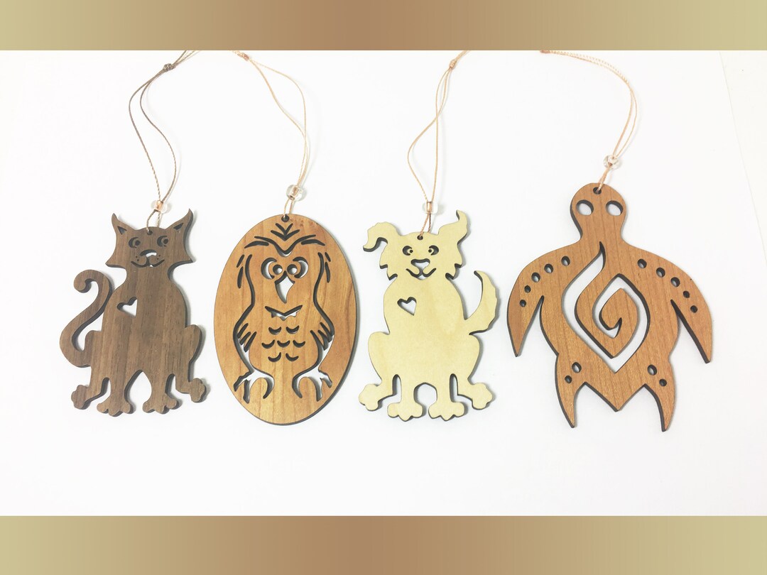Sea Turtle, Cat, Dog, and Owl Ornaments for Christmas Tree, Holiday ...