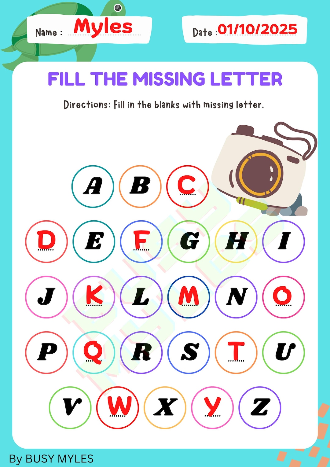 Alphabet Activity Sheet for Kids - Reading and Writing Beginners - Fill ...