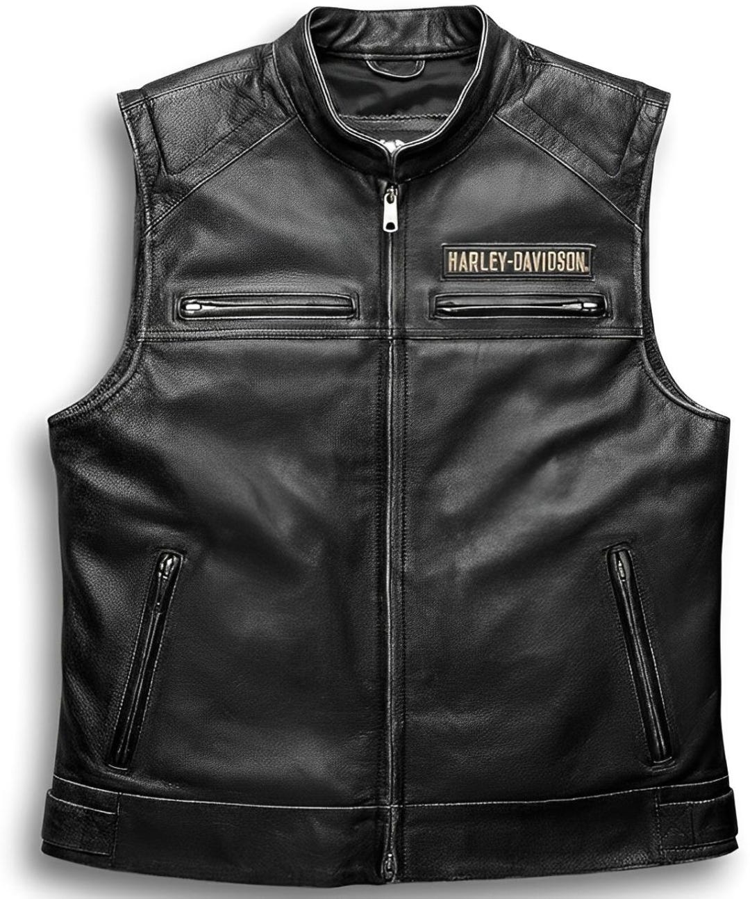Men’s Harley Passing Link Biker Vest - HD Motorcycle Real Leather Vest ...