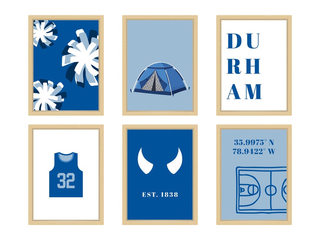 Duke College Dorm Decor Set of 6 Digital Download Blue Devils 6x8 - Etsy