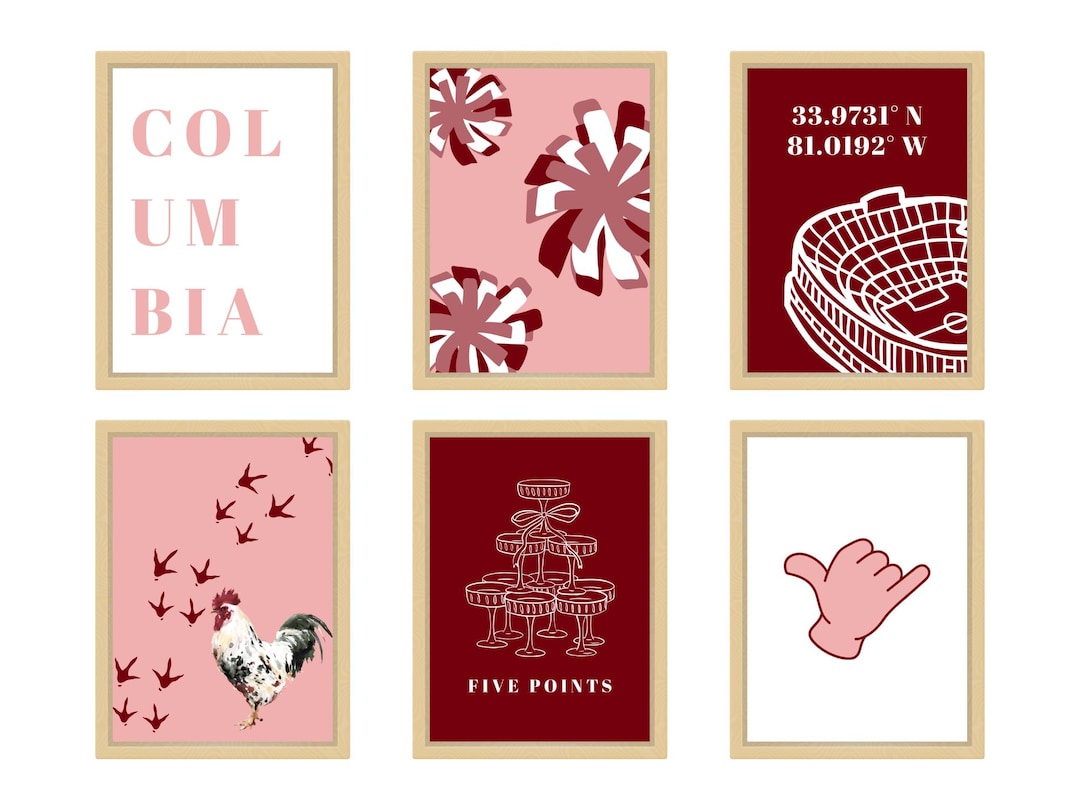 South Carolina College Dorm Decor Set of 6 Digital Download Gamecocks ...