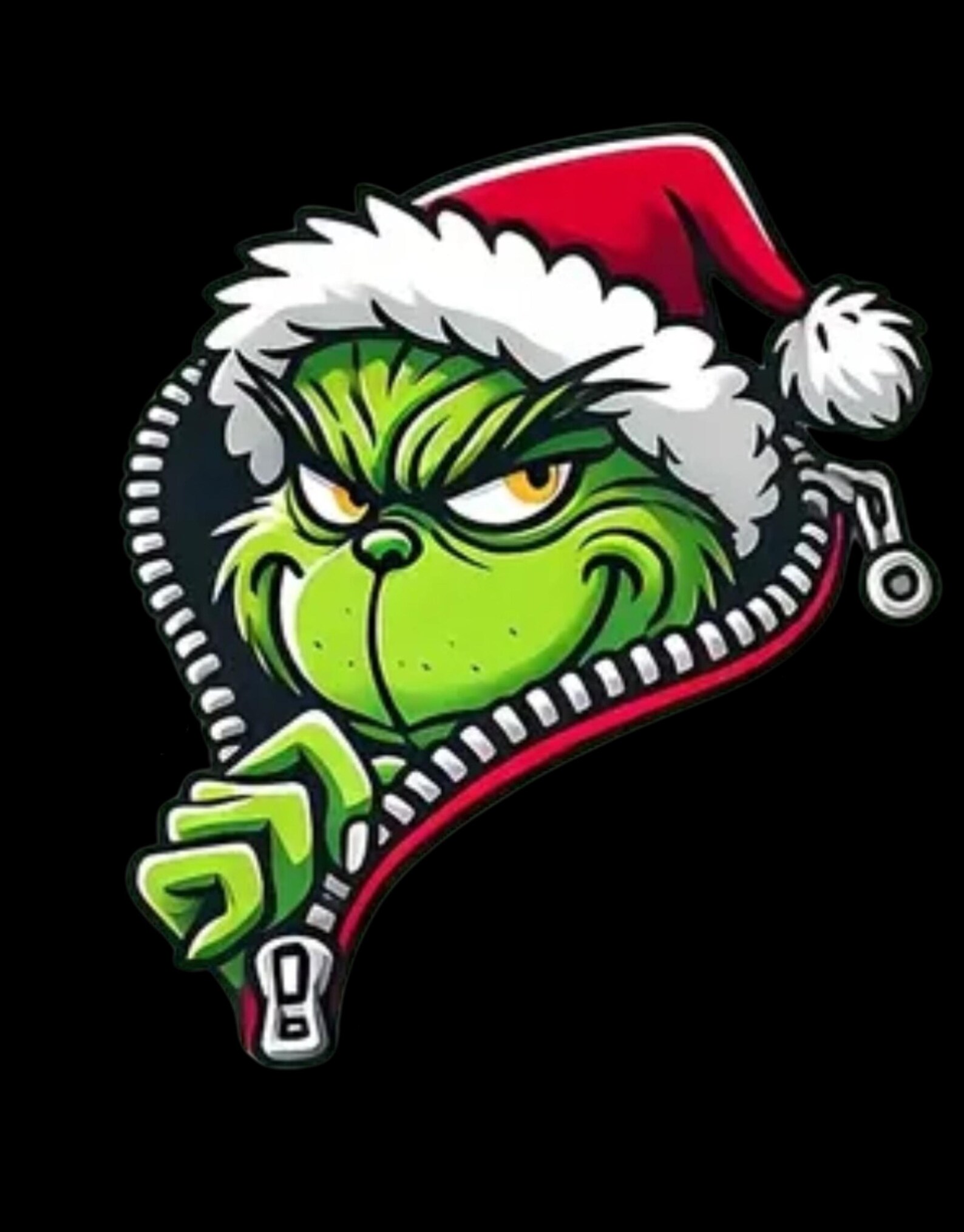 Grinch Zipper Reveal, Mischievous Santa, PNG, Digital, Instant ...