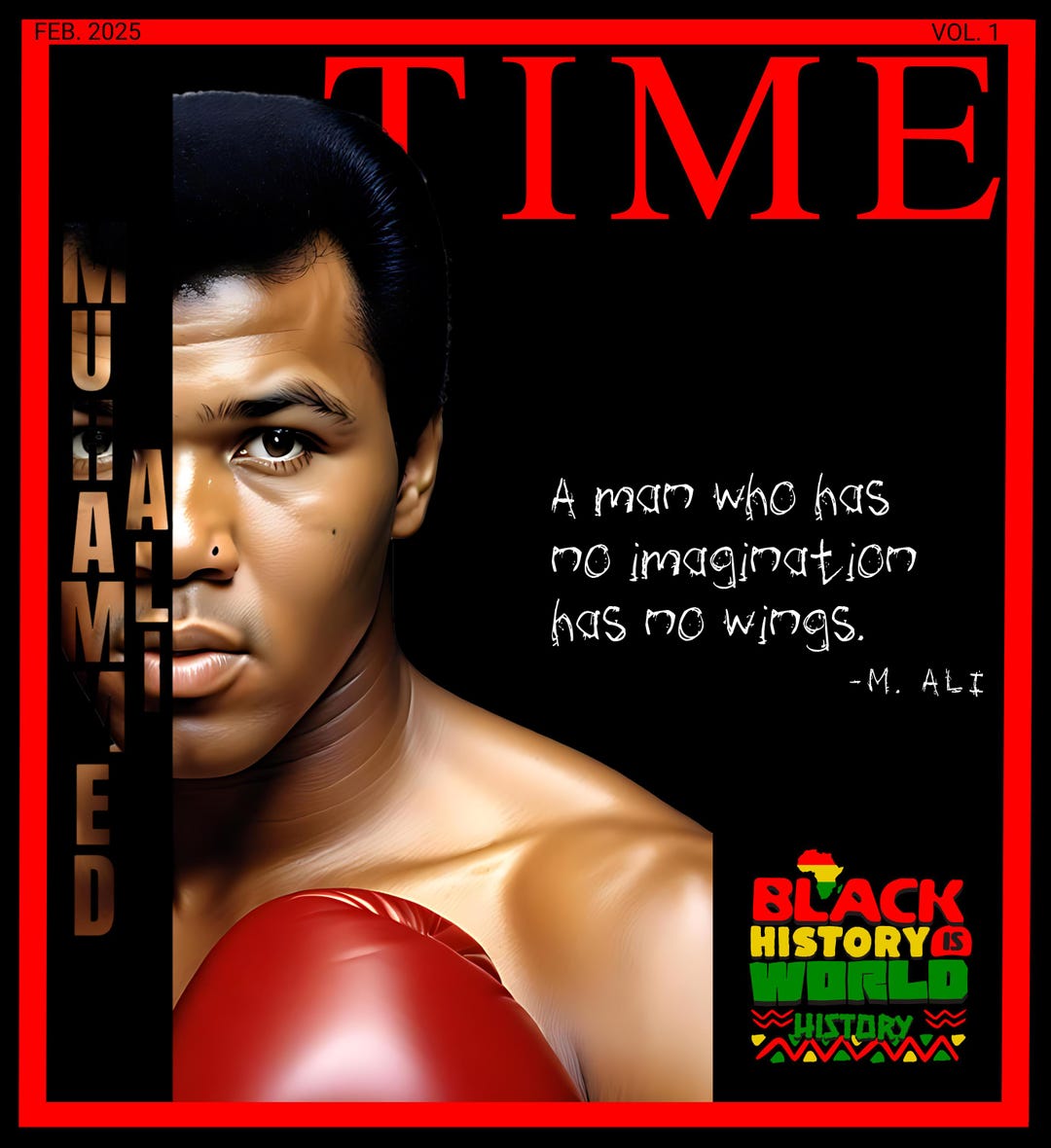 Muhammad Ali, TIME Magazine Style Digital Cover, Black History, PNG ...