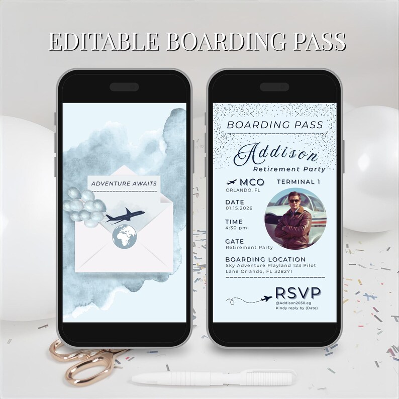 Animated Airplane Retirement Card Digital Invite, Adventure Awaits ...