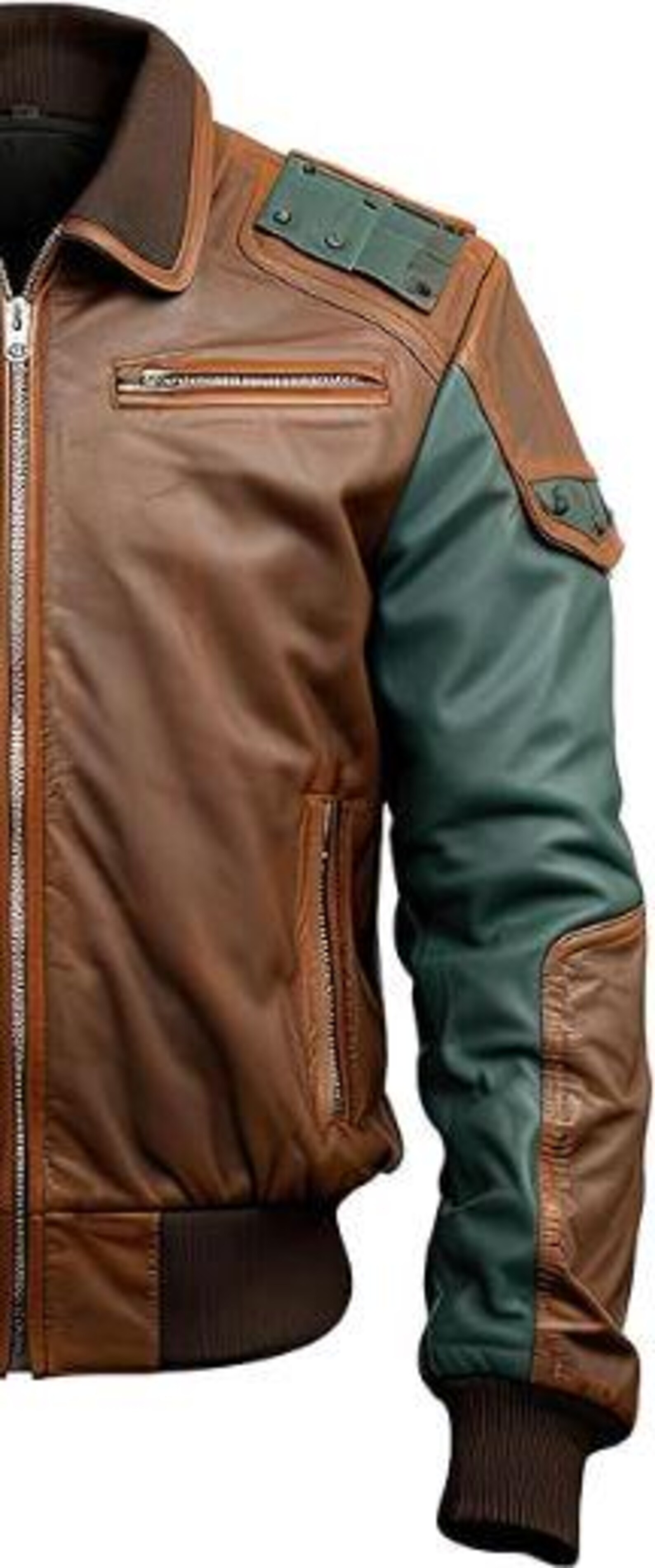 Mens Motorcycle Faux Leather Bomber Jacket | Rib Knit Style Bomber ...