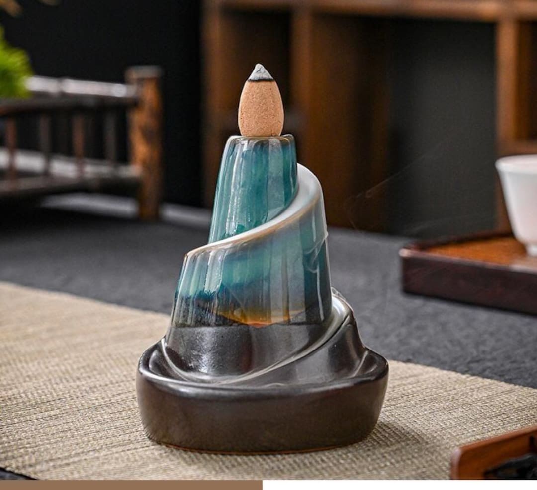 Ceramic Smoke Backflow Waterfall Incense Burner, Conical Incense Gift ...