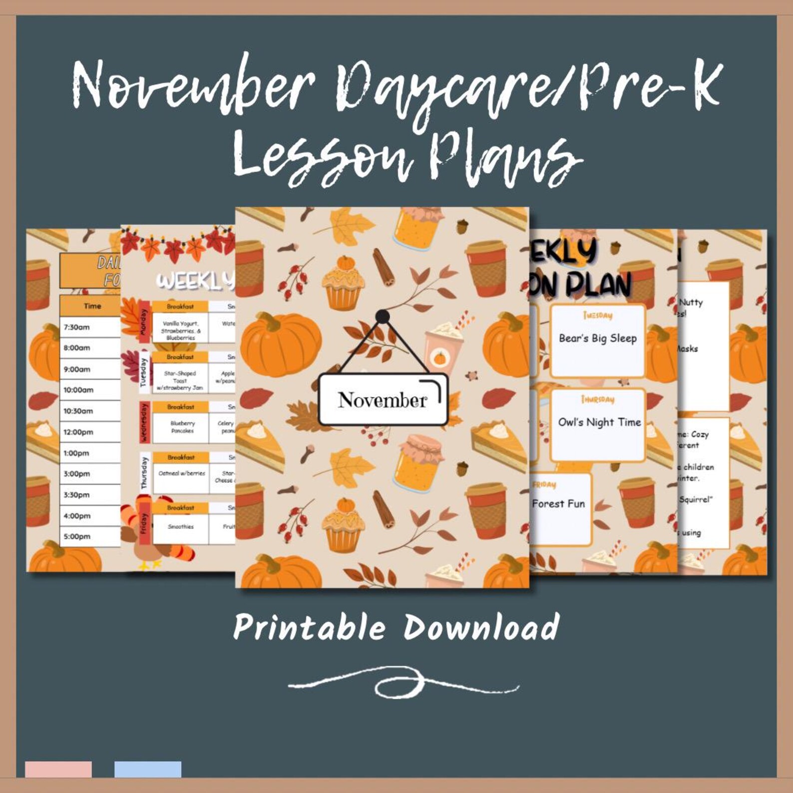 November Daycare Toddler & Pre-k Curriculum - Daily Lesson Plans ...