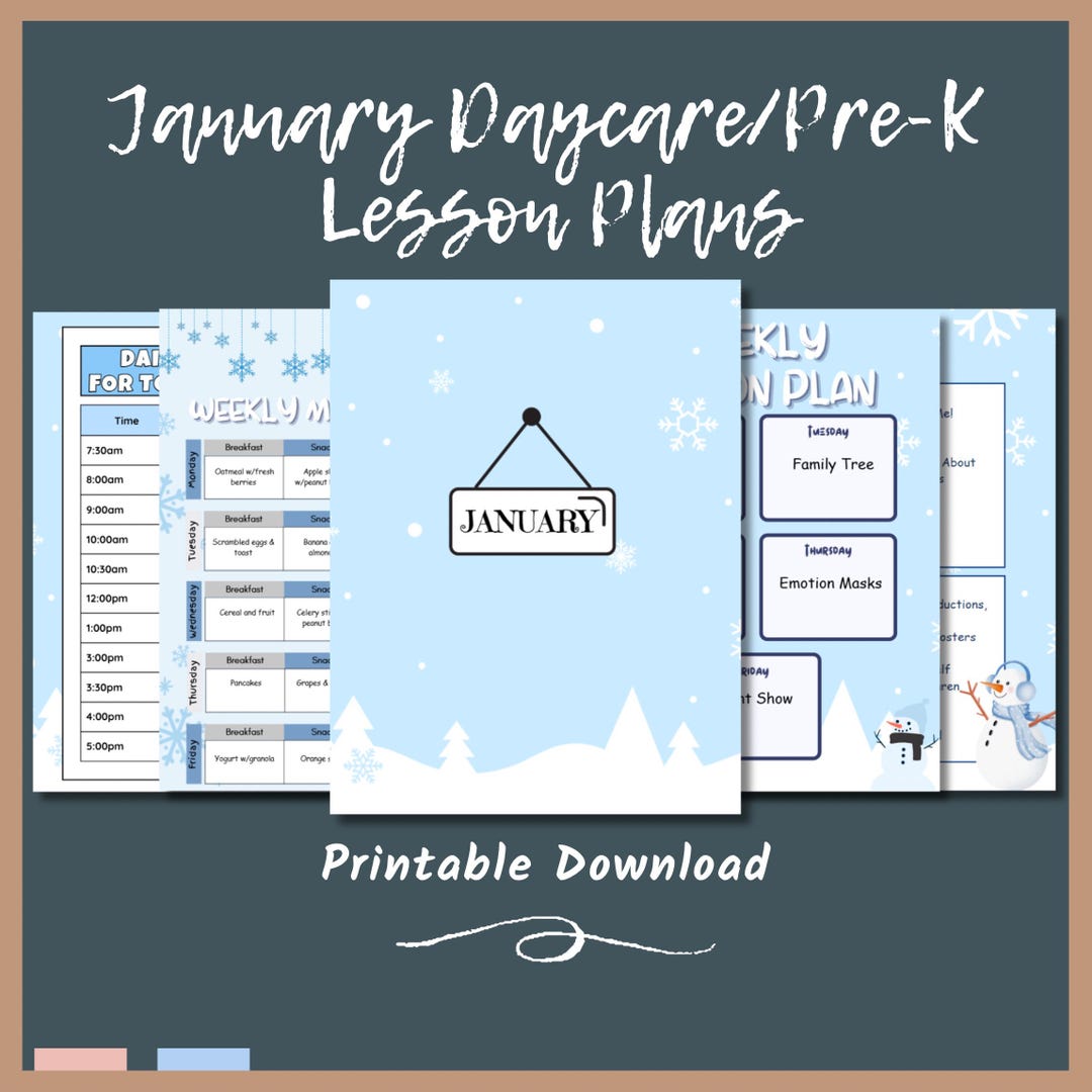 January Daycare Toddler & Pre-k Curriculum - Daily Lesson Plans ...
